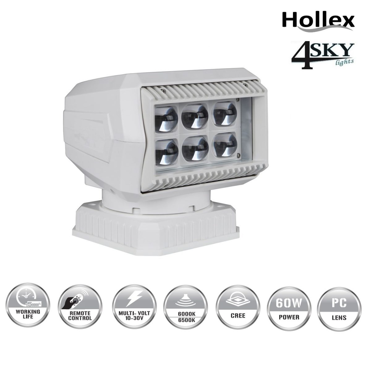 Hollex 60 watt LED zoeklicht | Remote | 4800 lumen