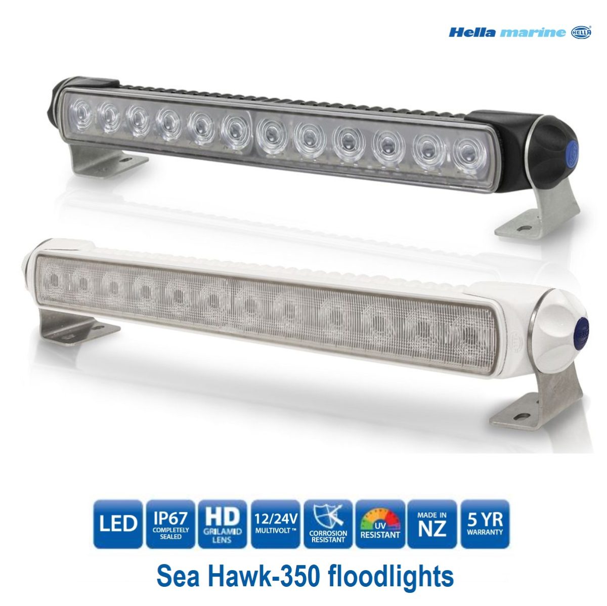 Hella Sea Hawk 350 Spot zwart - Led Light Bar - 5 jaar gar.